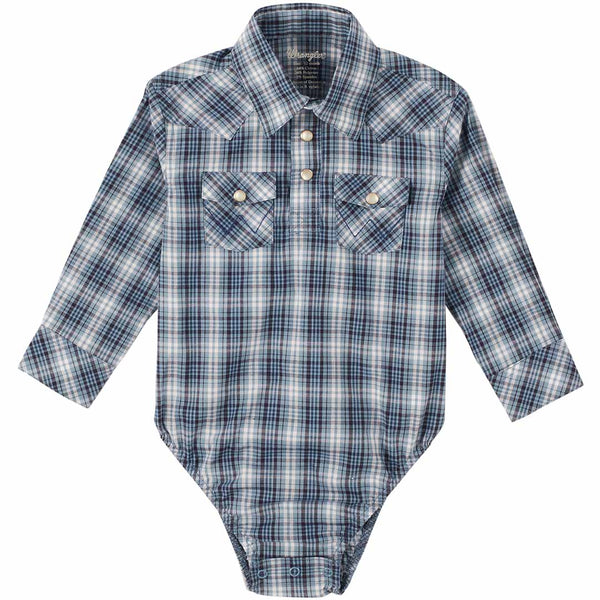 Wrangler Baby Boy Blue Check L/S Bodysuit Shirt – Sheps Outfitters