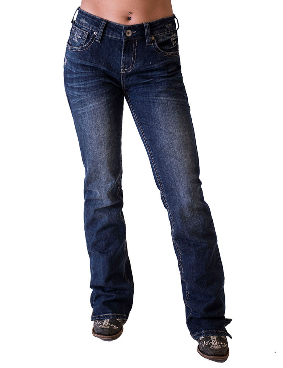 Cowgirl Tuff Ladies Jeans - Natural Waist - Inspire Dark – Sheps Outfitters