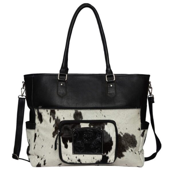 The Design Edge Cowhide and Tooling Nappy Bag - NB 150 - Black & White ...