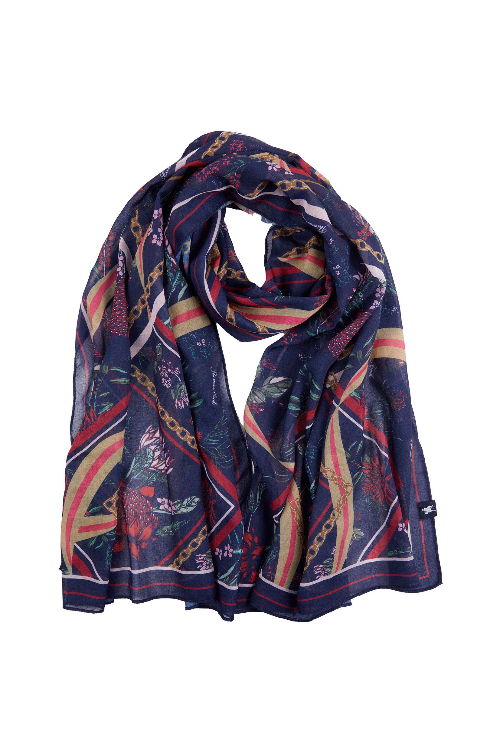 Thomas Cook Floral Scarf - Navy – Sheps Outfitters