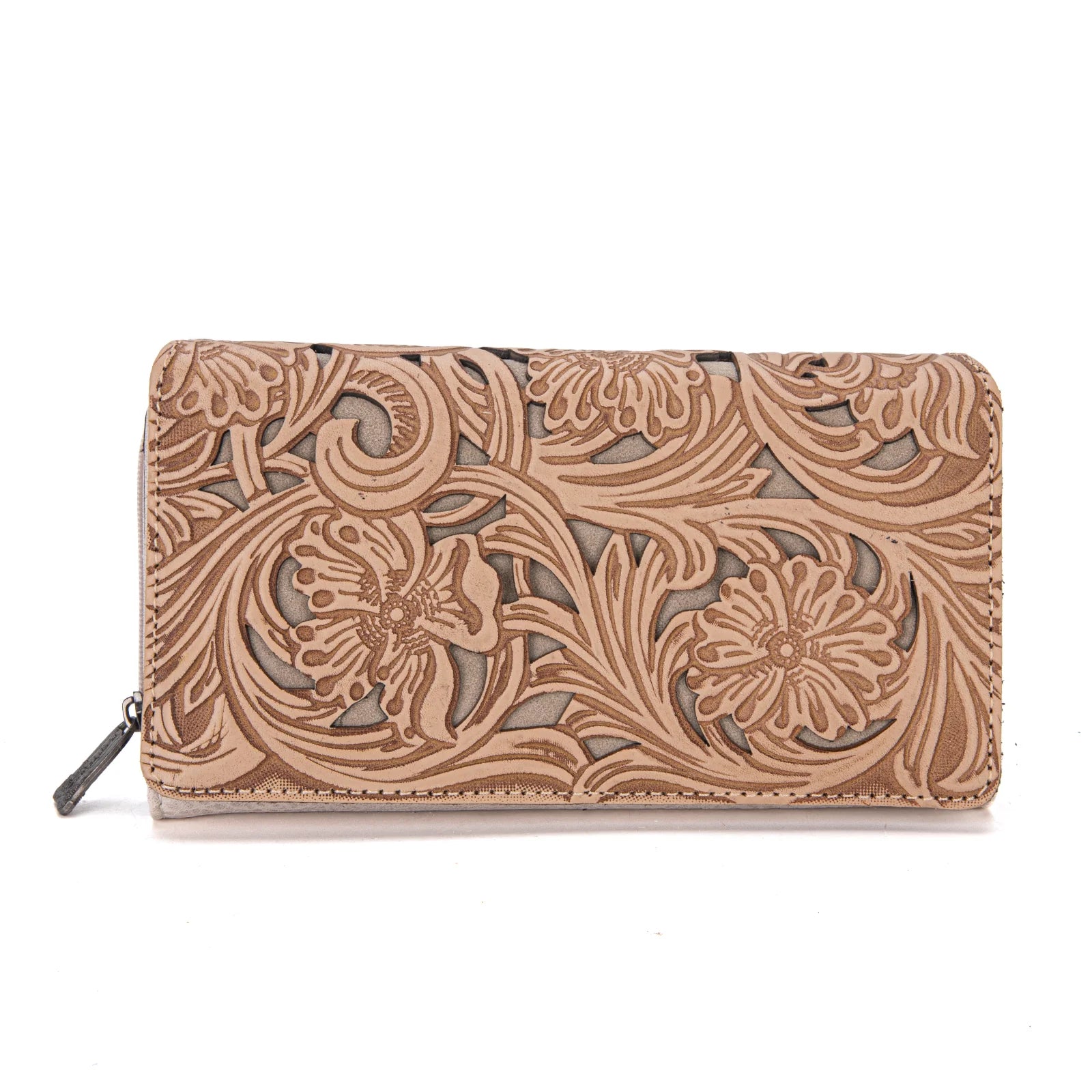 Trinity Ranch Floral Tooled Wallet - Khaki and Coffee – Sheps Outfitters