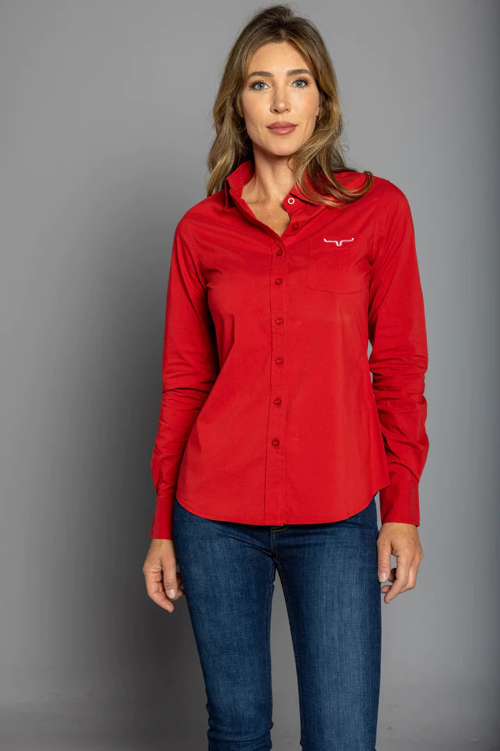 Kimes Ranch Ladies Kr Team Shirt Long - Red – Sheps Outfitters
